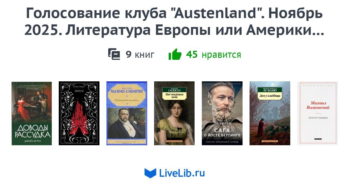 Голосование клуба "Austenland". Февраль 2025. Современная литература, где действие ...
