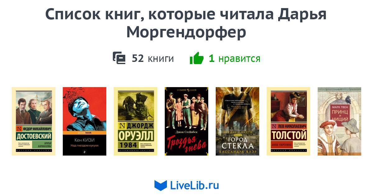 Список книг, которые читала Дарья Моргендорфер — 52 книги | Читать лучшие подборки на Livelib
