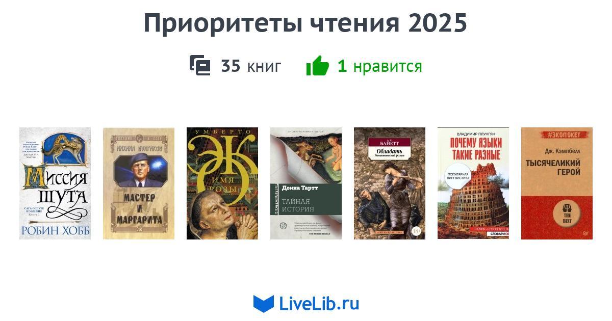 Приоритеты чтения 2025 — 35 книг | Читать лучшие подборки на Livelib